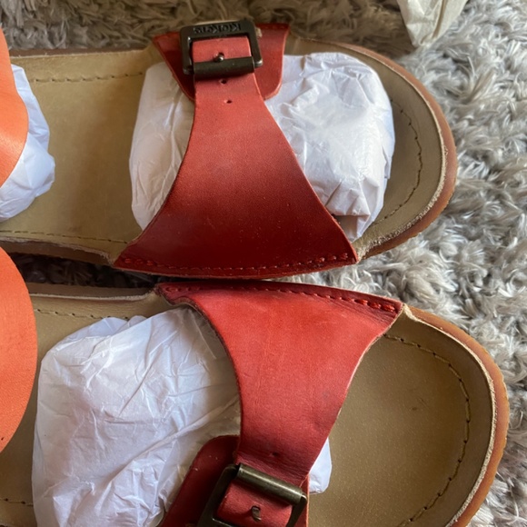 Kickers | Shoes | Kickers Red Leather Sandals Womens Us95 Euro 4 | Poshmark